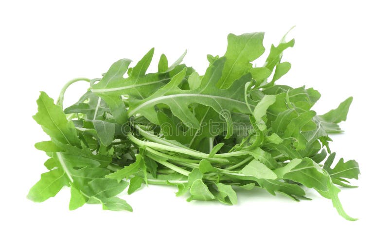 Pile of Fresh Arugula Leaves Isolated on White Stock Photo - Image of ...