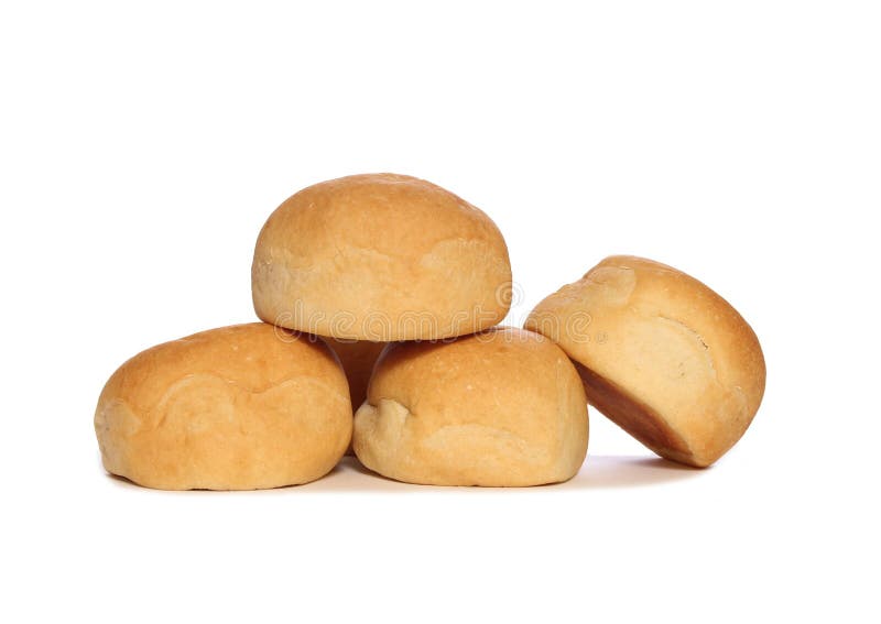 Pile of Fresh Baked Rolls Isolated on White Background Stock Image ...