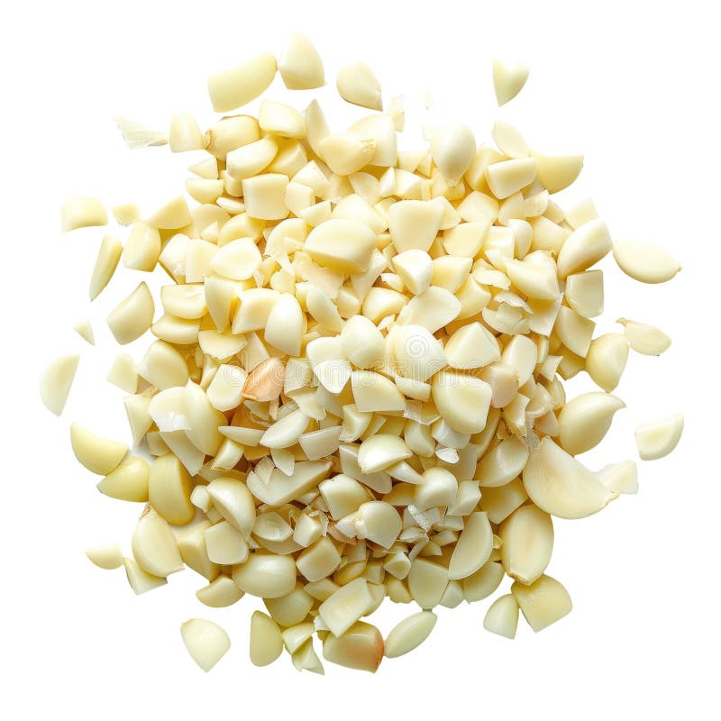 Pile of Fresh Chopped Minced Garlic Isolate Stock Photo - Illustration ...