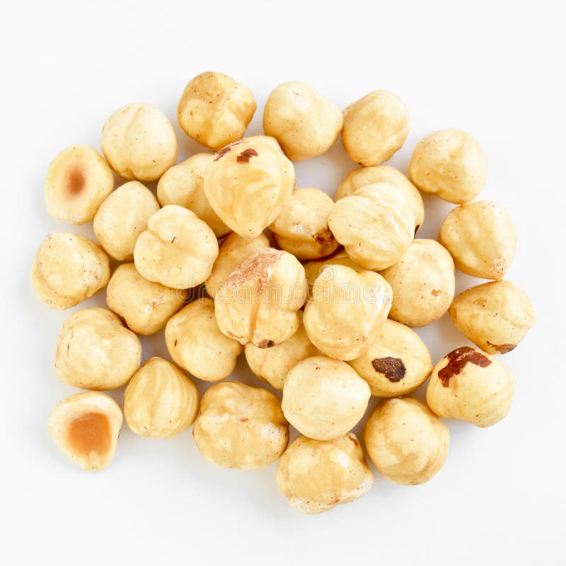 Pile of Fresh Organic Roasted and Peeled Hazelnut Kernels Stock Photo ...
