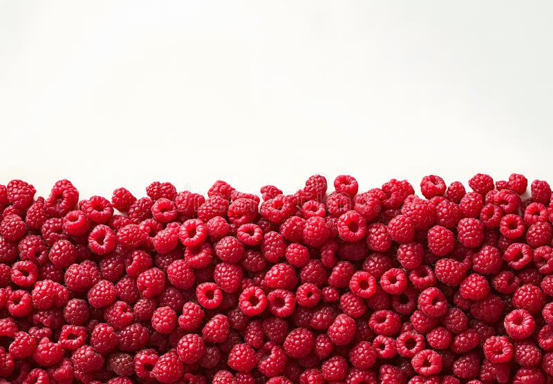 Fresh Raspberries Pile Organic Pattern White Background Stock ...