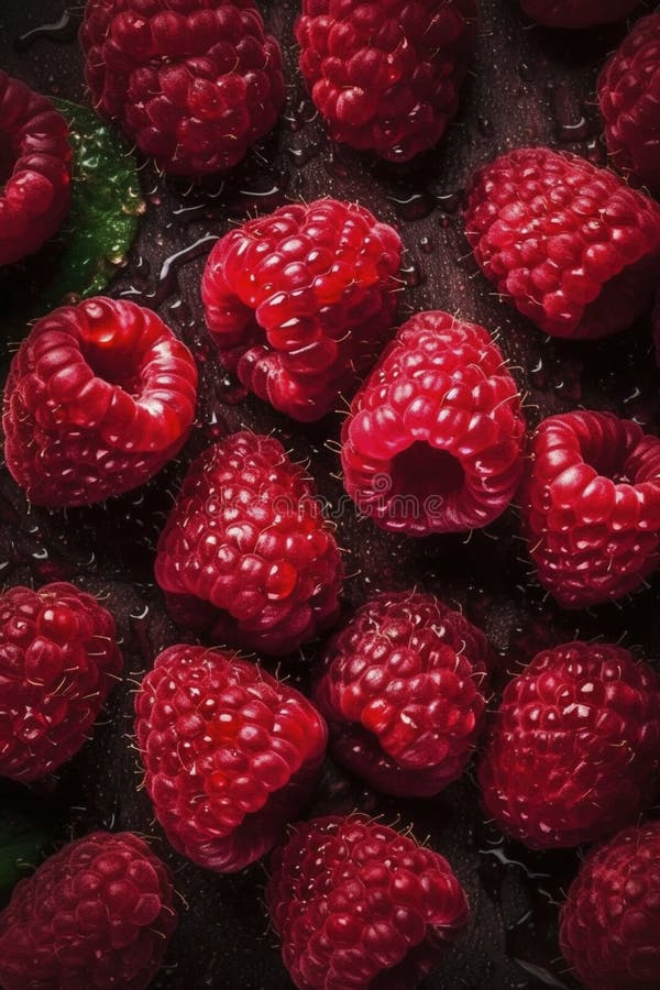 Pile of Fresh Raspberries Fruits, Created with Generative AI Stock ...