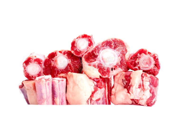 Pile of Fresh Raw Ox Tail Portion on White Background. Meat Industry ...