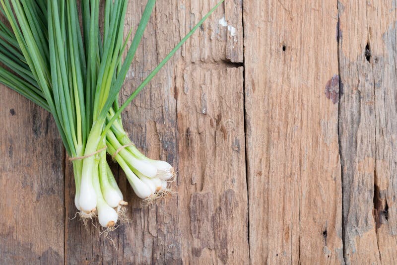 Pile of Fresh Spring Onion on Wood Table Stock Photo - Image of healthy ...