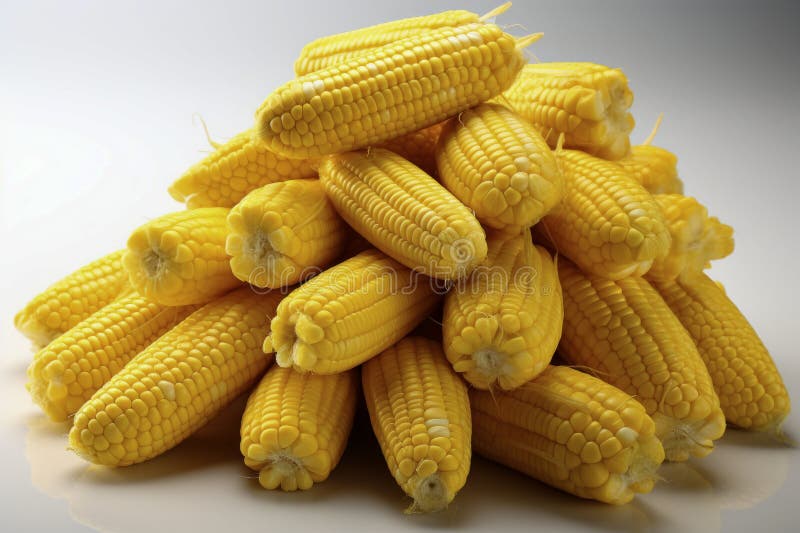 Pile of Fresh Yellow Corn Cobs on White Background Stock Illustration ...