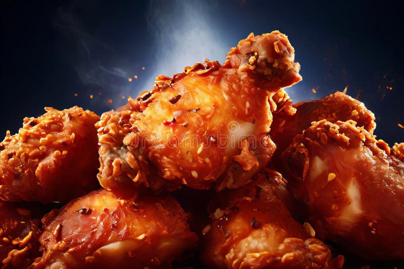 A Pile of Fried Chicken with a Lot of Seasoning on Top Stock Photo ...