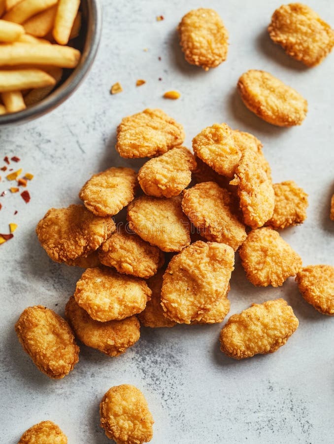A Pile of Fried Chicken Nuggets on a Table Stock Image - Image of ...