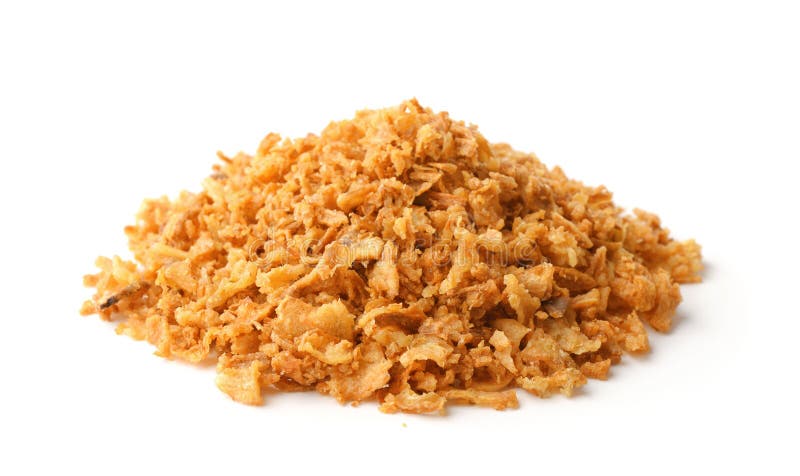 Pile of fried onion flakes stock image. Image of cooked - 298959489