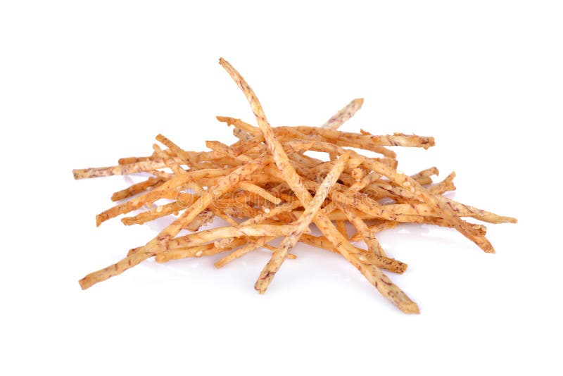 Pile of Fried Taro Stick with White Sesame on White Background Stock ...