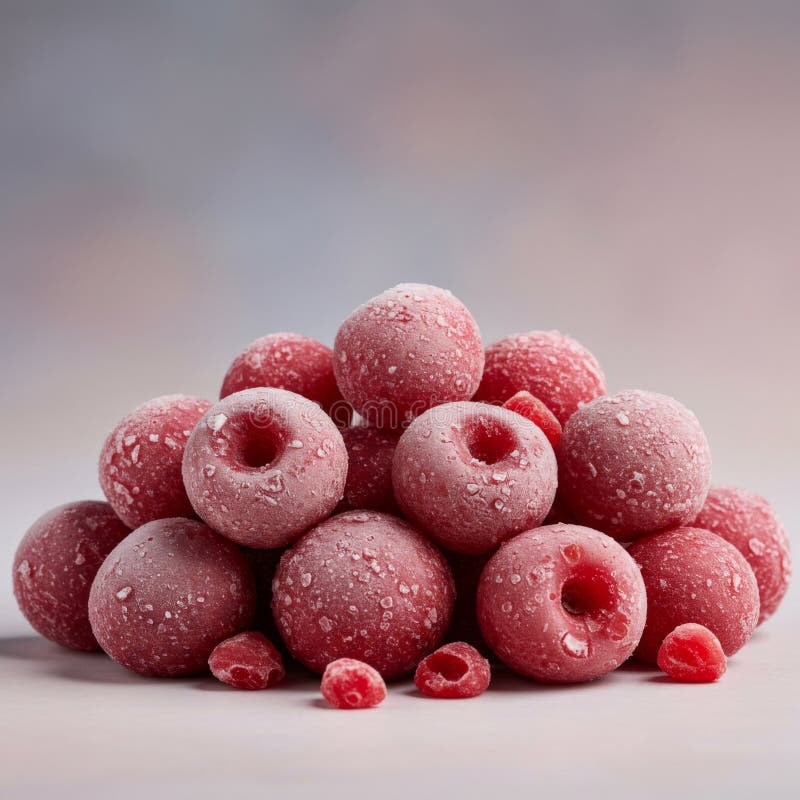 Pile of Frozen Red Raspberries on White Background Stock Illustration ...