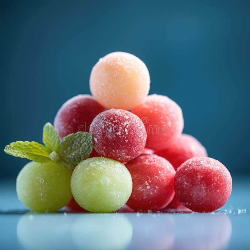 A Pile of Fruit with Mint Leaves on Top, AI Stock Photo - Image of ...