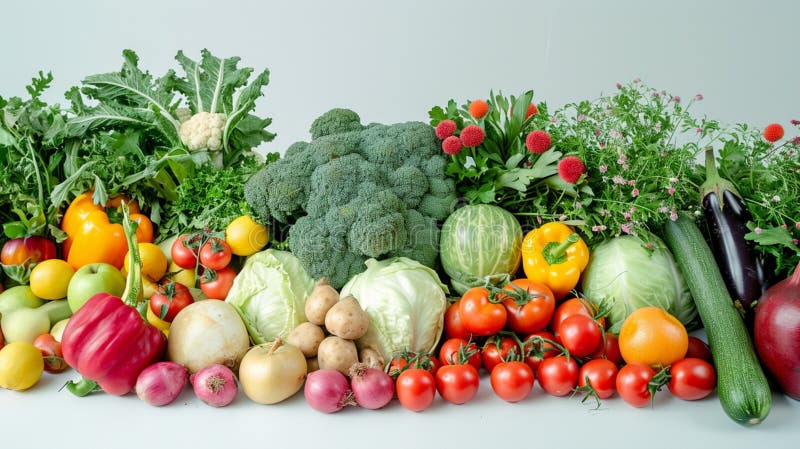 Pile of Fruits and Vegetables in Many Appetizing Colors. Ai Generative ...