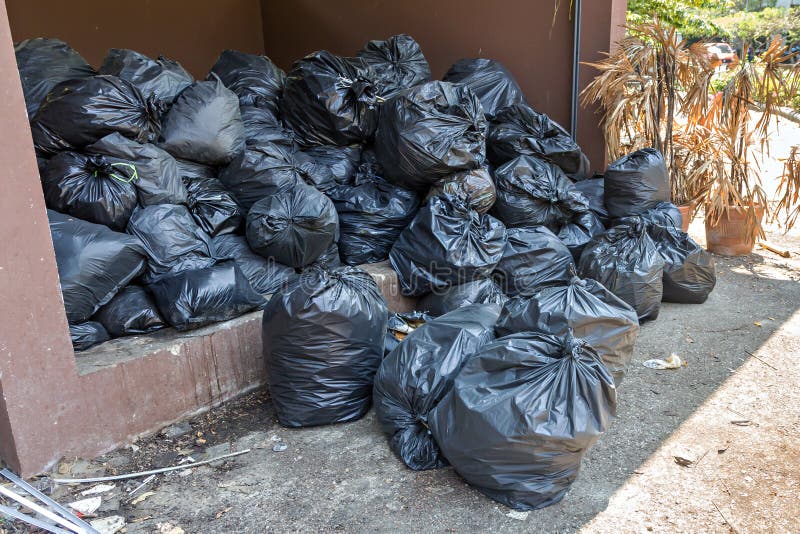 Pile of full garbage bags stock image. Image of waste - 72954659