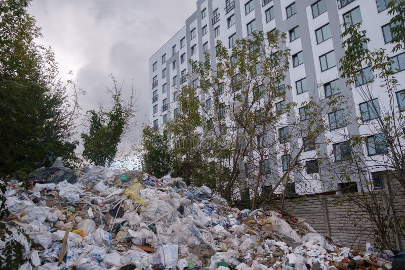Pile of Garbage in Construction Site while Construction Underway Stock ...