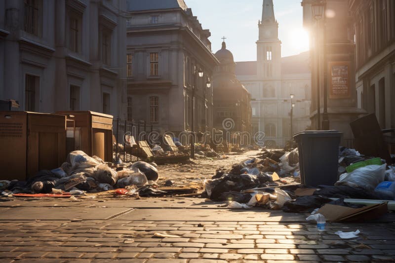 Pile of Garbage on a Dirty Street of the Big City. Environmental ...