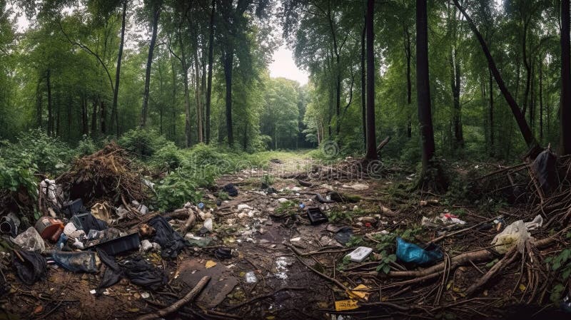 Pile of Garbage in the Forest. Environmental Pollution. Ecology Concept ...