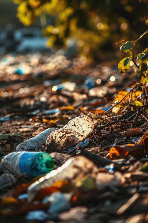A Pile of Garbage on the Ground Next To a Tree. Suitable for ...