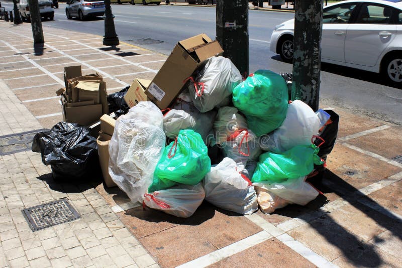 Pile of Garbage on a Pavement Editorial Photography - Image of athens ...