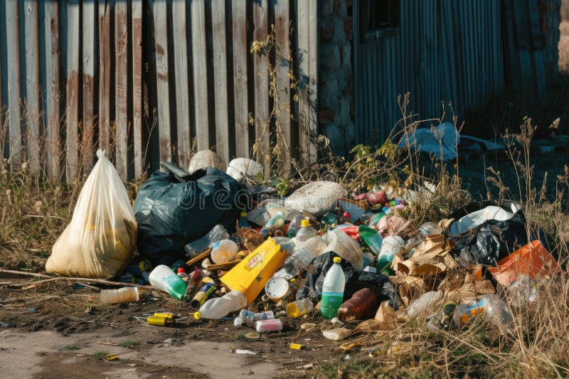 A Pile of Garbage Sitting on the Side of a Road. Suitable for ...