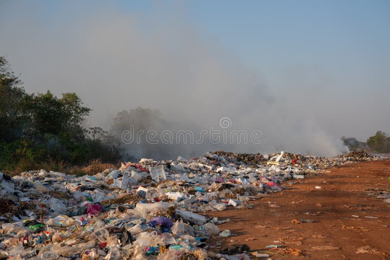 Pile of Garbage with Smoke To Burn Stock Image - Image of junk, garbage ...