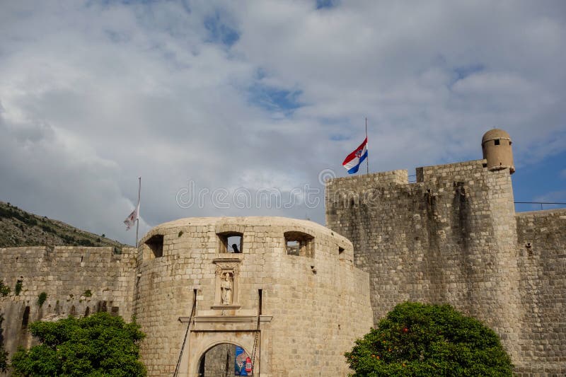 The Pile Gate in Dubrovnik Castle Wall. Croatia Stock Image - Image of ...