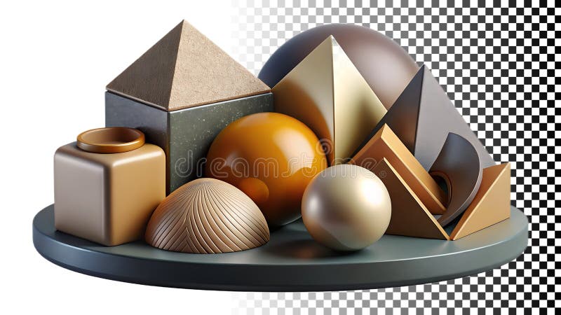 Pile of Geometric Shapes Representing Abstract Math and Design Elements ...