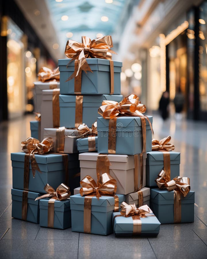 A Pile of Gift Boxes in a Shopping Department, AI-generated Stock ...