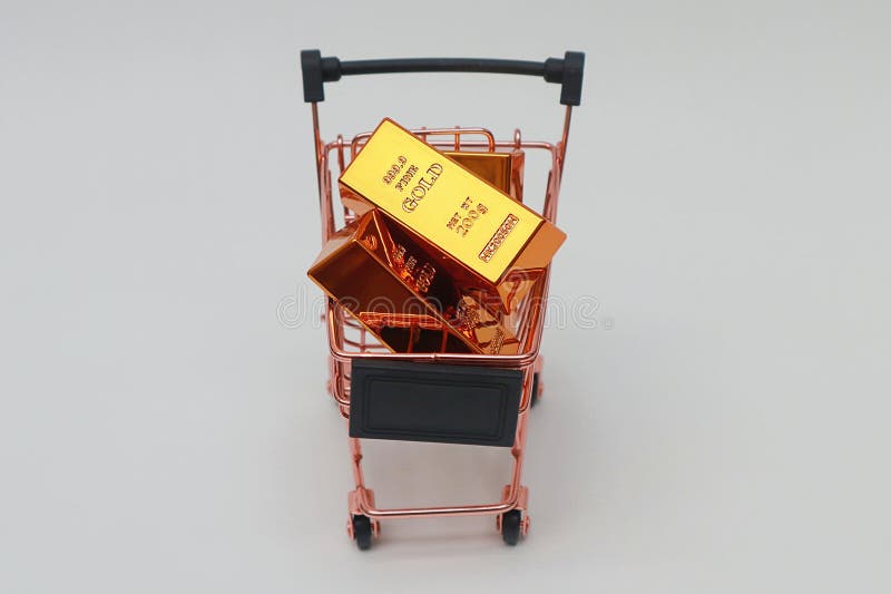 Pile of Gold Bars in a Shopping Cart Stock Image - Image of finance ...