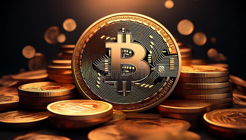 Bitcoin Stack for a Digital Currency Stock Illustration - Illustration ...