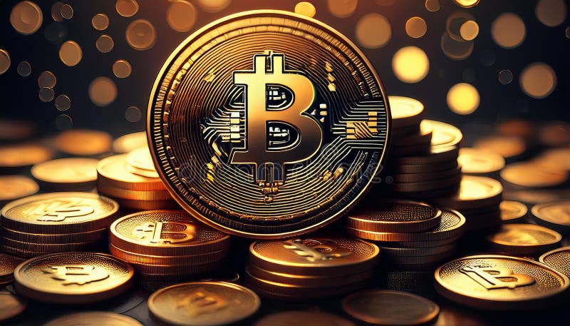 Bitcoin Stack for a Digital Currency Stock Illustration - Illustration ...