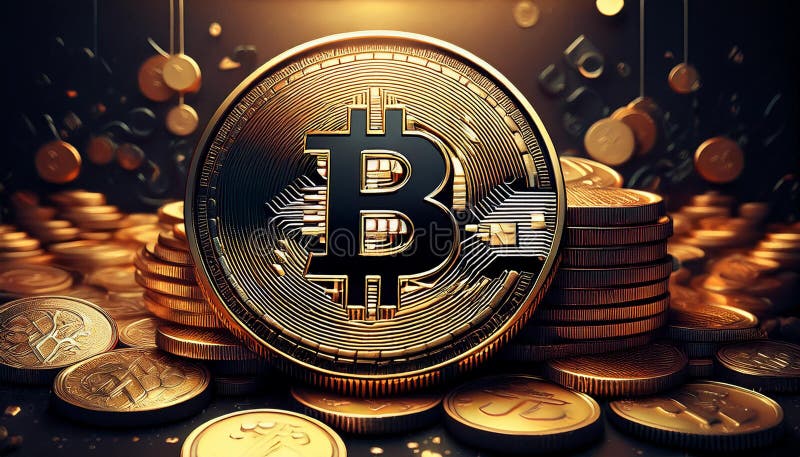 Bitcoin Stack for a Digital Currency Stock Illustration - Illustration ...