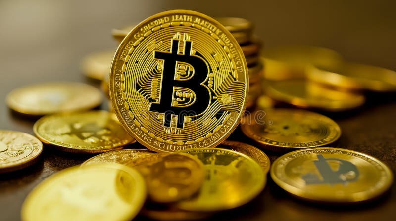 A Pile of Gold Coins with a B on Top Stock Illustration - Illustration ...