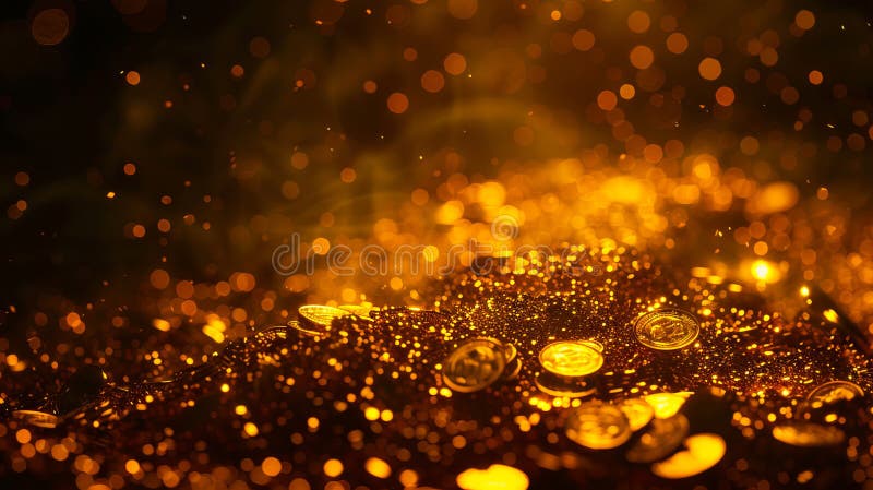 A Pile of Gold Coins on a Black Background Stock Image - Image of floor ...