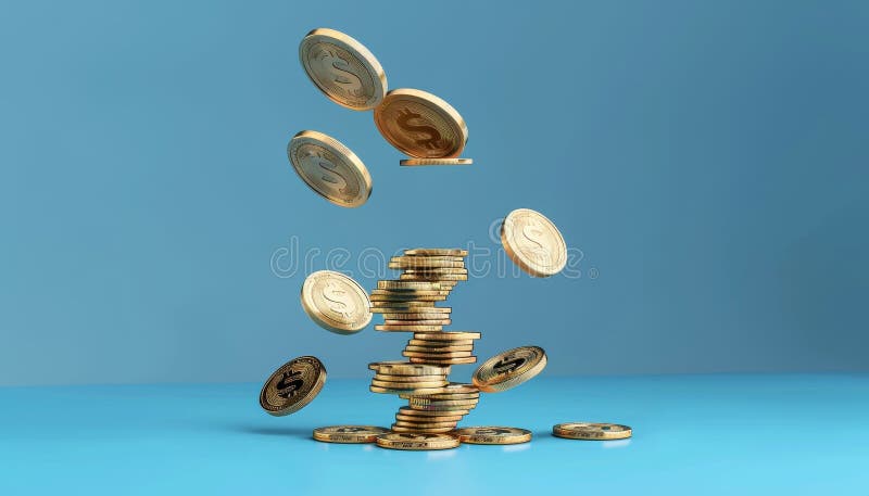 A Pile of Gold Coins is Falling from the Sky by AI Generated Image ...