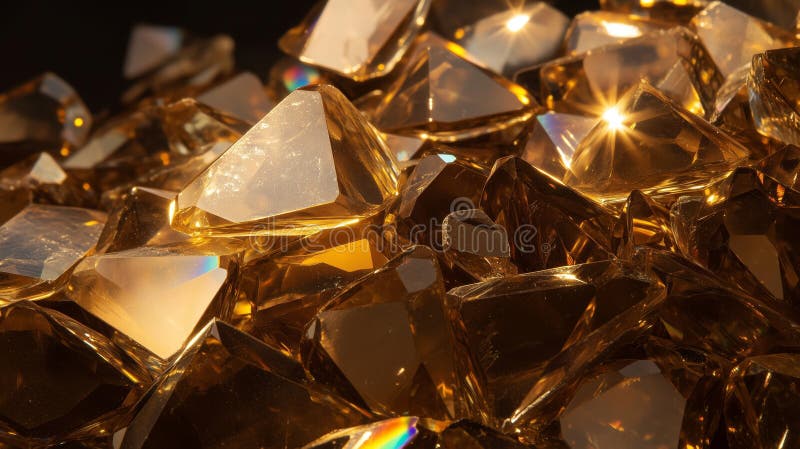 Pile Gold Colored Gems Rainbow Effect Stock Photos - Free & Royalty ...