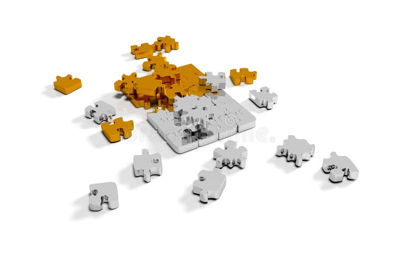 Pile of Gold Puzzle Elements Stock Illustration - Illustration of ...