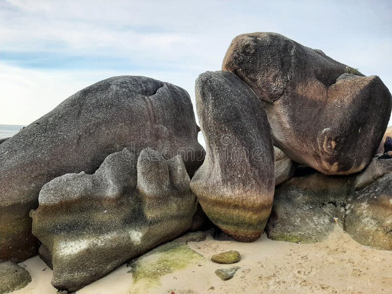 Pile of Granite Rocks on the Beach Stock Image - Image of conditions ...