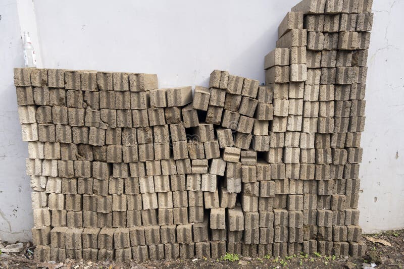 Pile of Gray Bricks Stacked on Top of Each Other Stock Image - Image of ...
