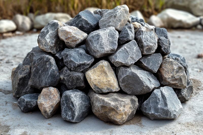 Pile of Dark Grey and Beige River Rocks, Natural Stones for Landscaping ...