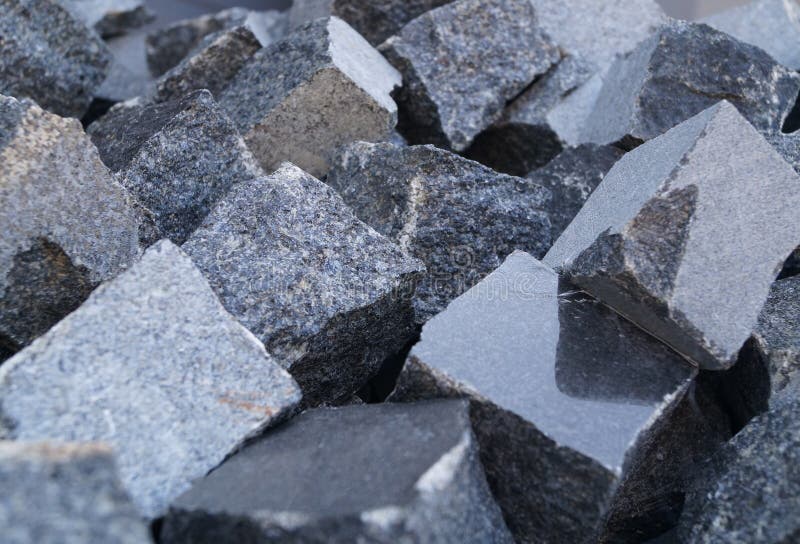 Pile of Gray Cube Granite Stones Stock Image - Image of industry, beach ...