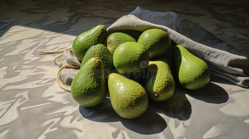 A Pile of Green Avocados Sitting on Top of a Table Stock Image - Image ...