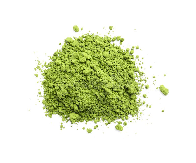 Pile of Green Matcha Powder Isolated on White, Top View Stock Photo ...
