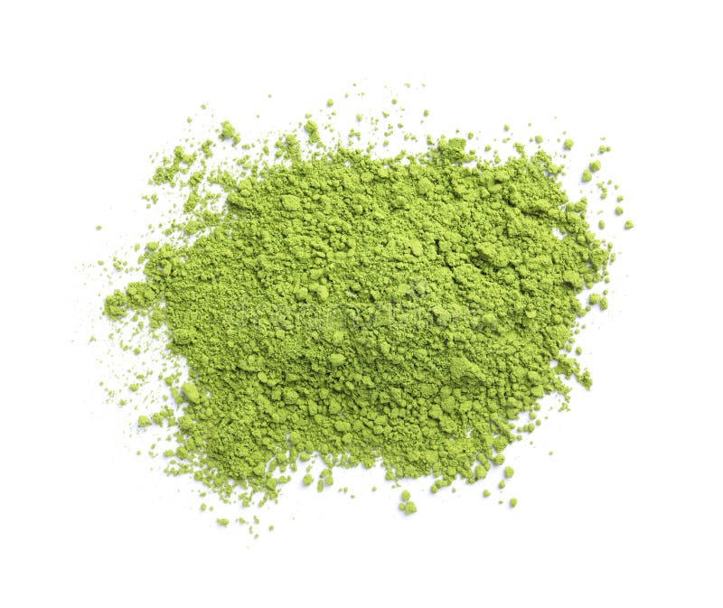 Pile of Green Matcha Powder Isolated on White, Top View Stock Image ...