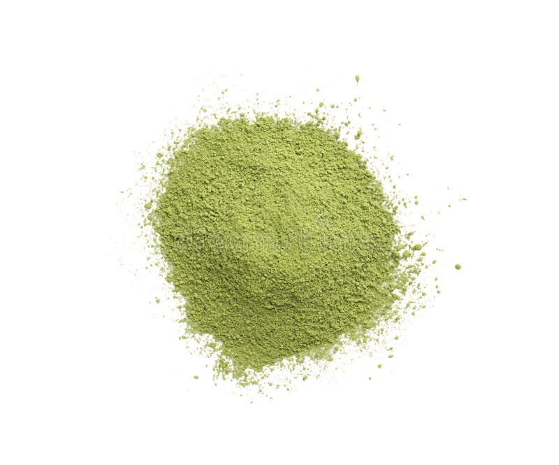 Pile of Green Matcha Powder Isolated on White, Top View Stock Photo ...