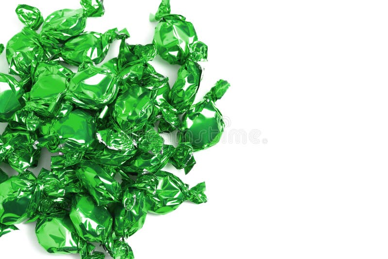 Green Wrapped Candy stock photo. Image of paper, isolated - 126826178