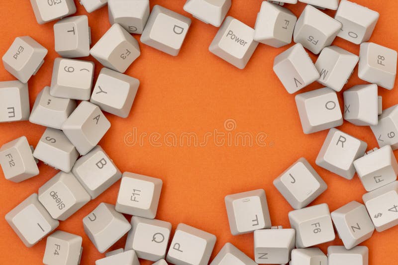 Pile of Grey Computer Keyboard Keys on the Orange Background Stock ...