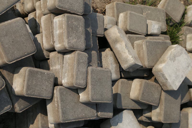 A Pile of Grey Concrete Bricks Stock Image - Image of floor, pile ...
