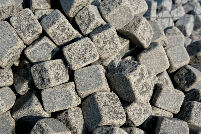 Pile of Grey Stone Cubes at a Construction Site Under Sunlight Stock ...