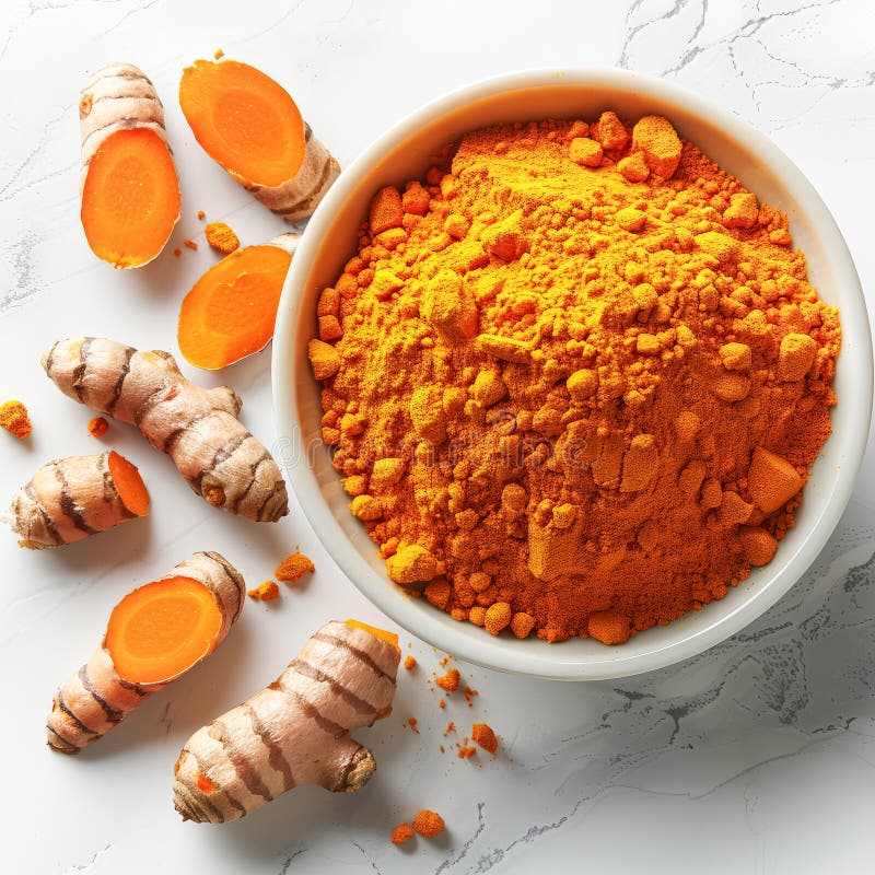 A Pile of Ground Turmeric and Ginger Sits on a White Surface. Stock ...