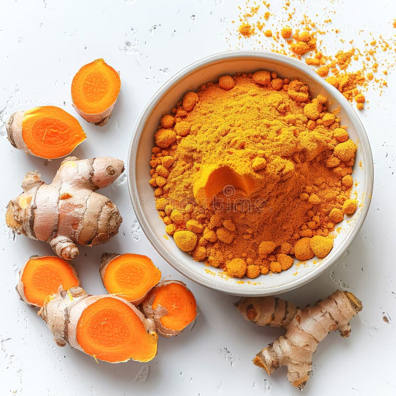 A Pile of Ground Turmeric and Ginger Sits on a White Surface. Stock ...